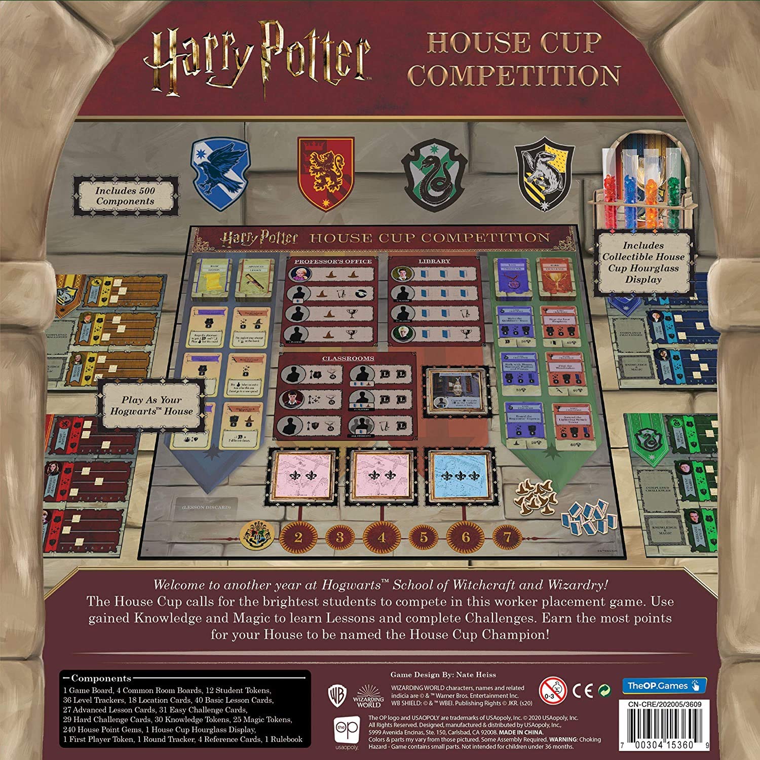 USAOPOLY Harry Potter House Cup Competition | Worker Placement Board Game | Play as Your Favorite Hogwarts House | Officially Licensed Harry Potter Game