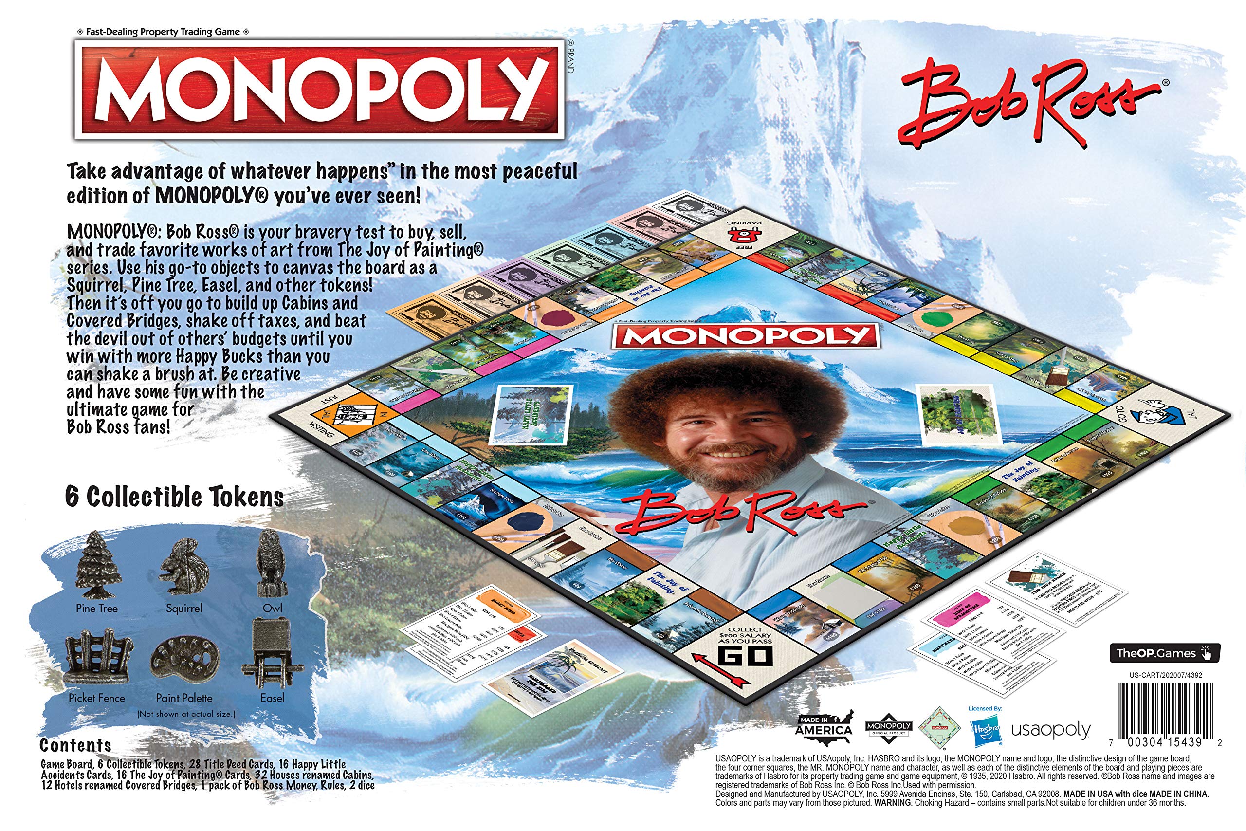 Monopoly Bob Ross | Based on Bob Ross Show The Joy of Painting | Collectible Monopoly Game Featuring Bob Ross Artwork | Officially Licensed Monopoly