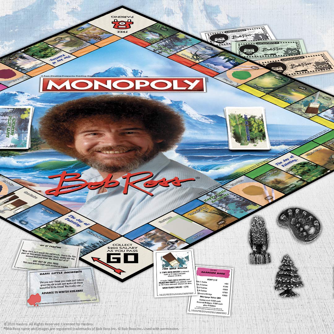 Monopoly Bob Ross | Based on Bob Ross Show The Joy of Painting | Collectible Monopoly Game Featuring Bob Ross Artwork | Officially Licensed Monopoly