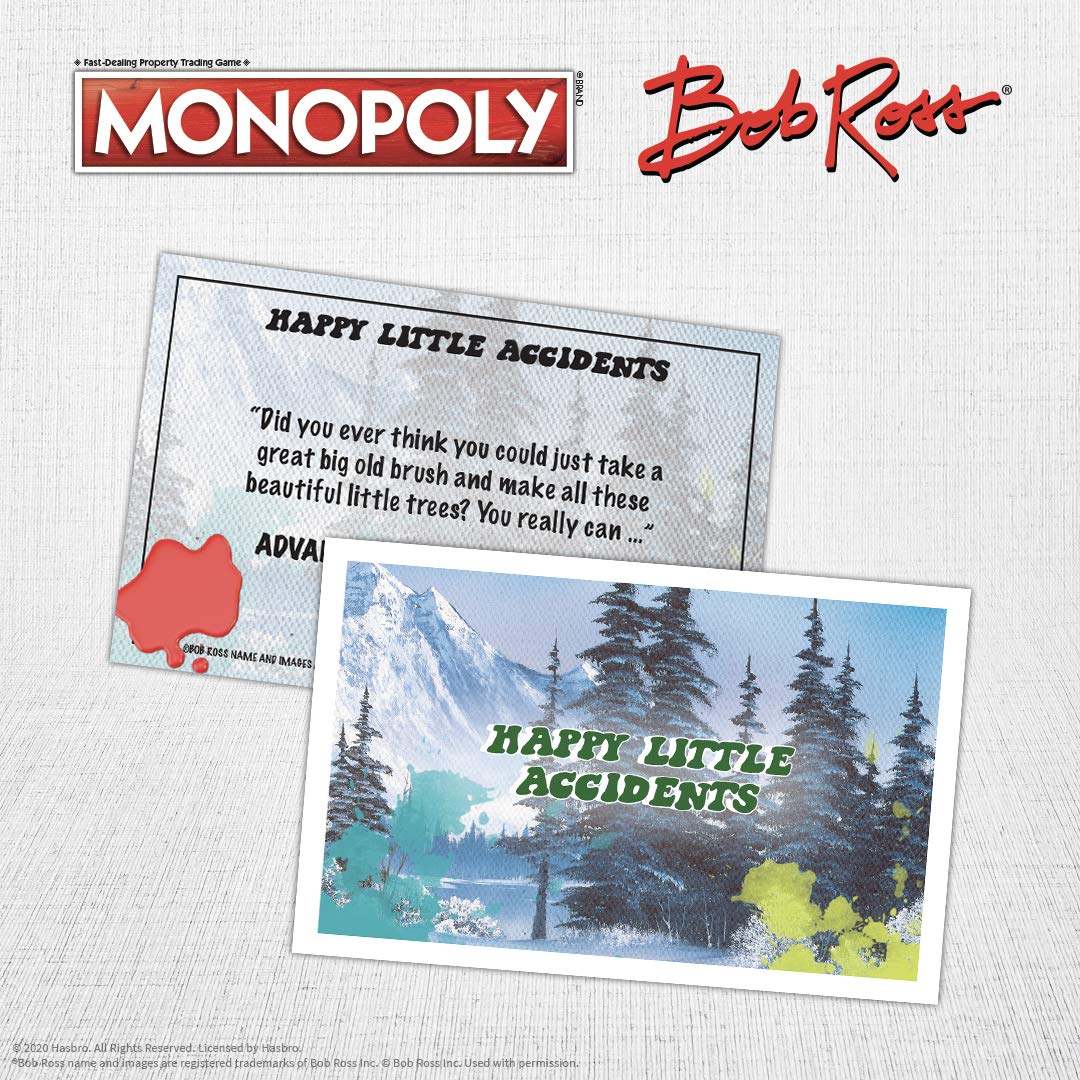 Monopoly Bob Ross | Based on Bob Ross Show The Joy of Painting | Collectible Monopoly Game Featuring Bob Ross Artwork | Officially Licensed Monopoly