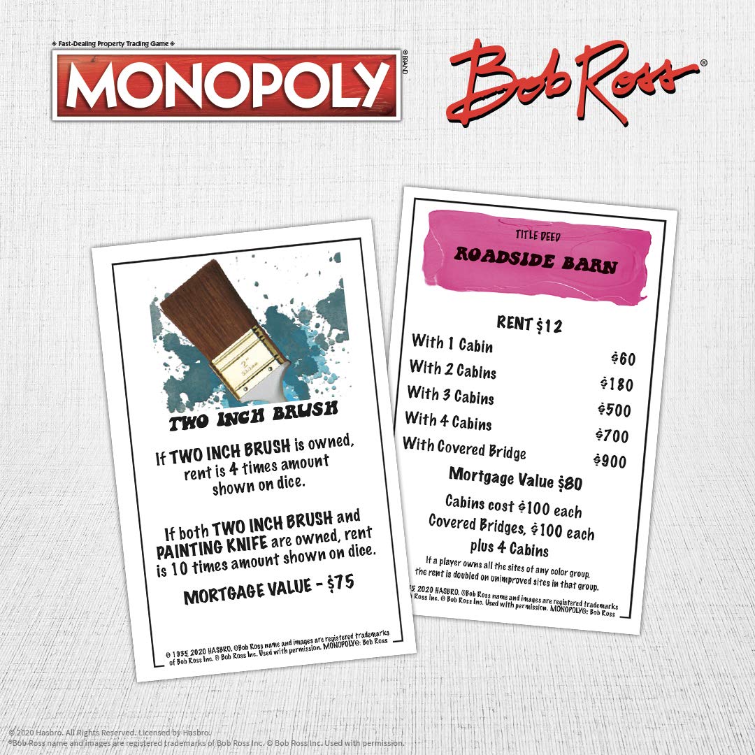 Monopoly Bob Ross | Based on Bob Ross Show The Joy of Painting | Collectible Monopoly Game Featuring Bob Ross Artwork | Officially Licensed Monopoly