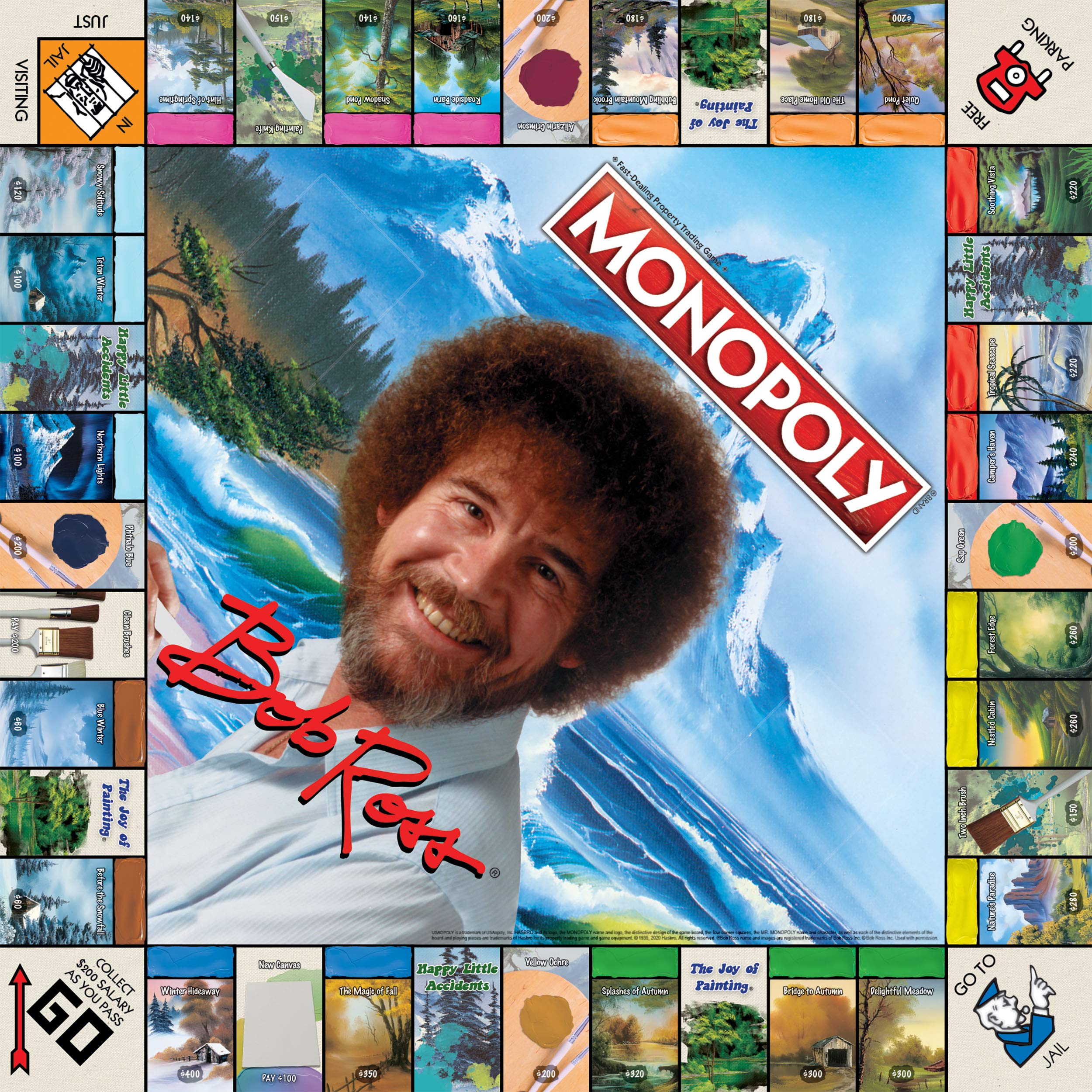 Monopoly Bob Ross | Based on Bob Ross Show The Joy of Painting | Collectible Monopoly Game Featuring Bob Ross Artwork | Officially Licensed Monopoly