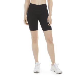 juicy couture women's essential cotton long bike short, deep black, small