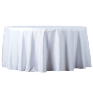 Efavormart 120" Seamless Premium Polyester Table Linens Round Commercial Grade Tablecloth for Wedding Banquet Restaurant - White