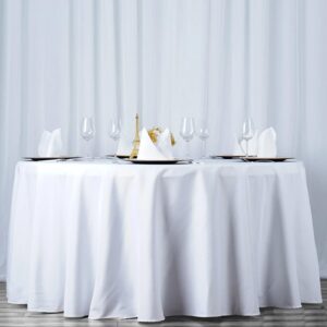 Efavormart 120" Seamless Premium Polyester Table Linens Round Commercial Grade Tablecloth for Wedding Banquet Restaurant - White