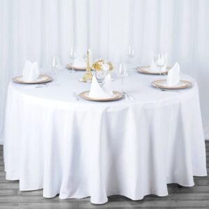 Efavormart 120" Seamless Premium Polyester Table Linens Round Commercial Grade Tablecloth for Wedding Banquet Restaurant - White