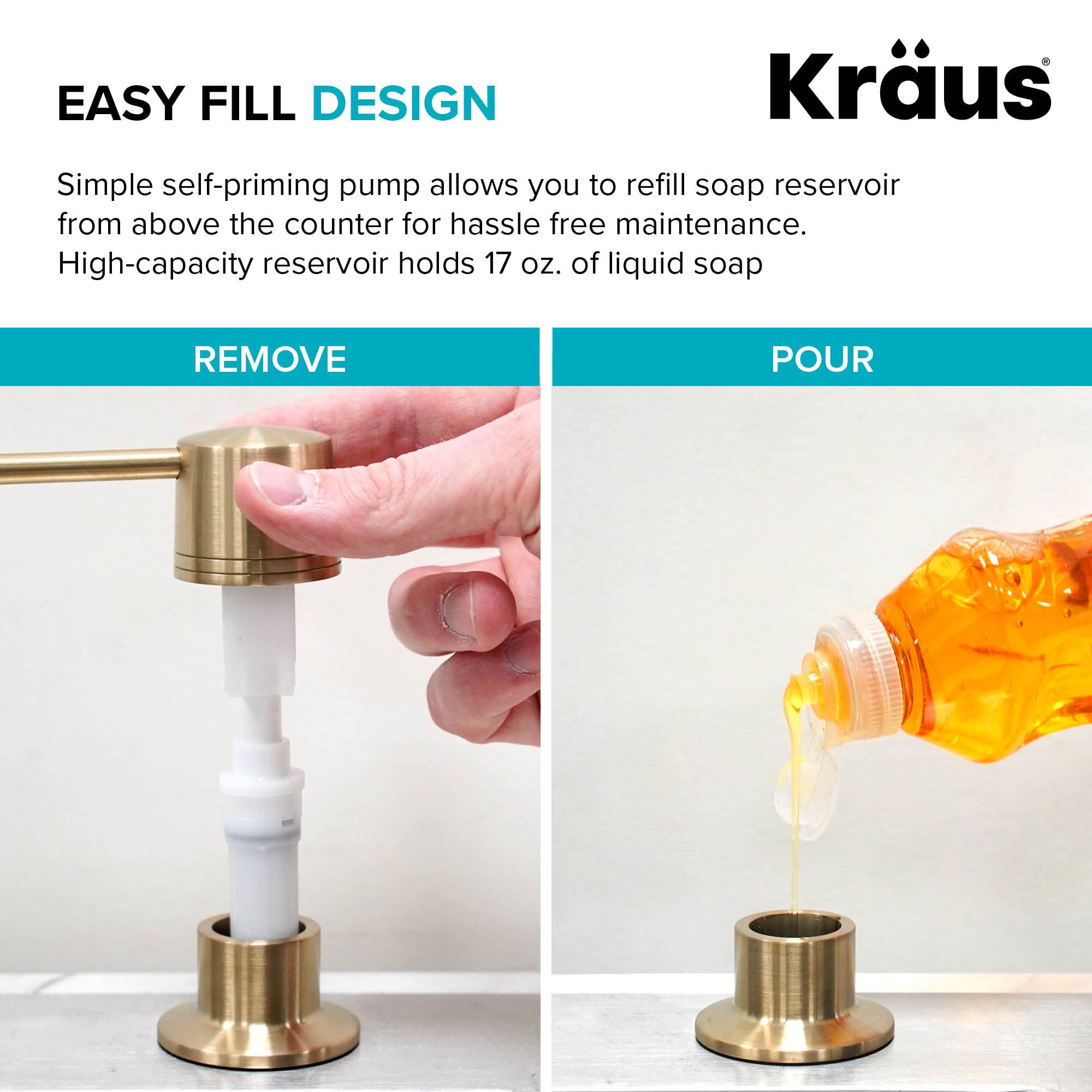 KRAUS Kitchen Soap and Lotion Dispenser in Brushed Gold, KSD-31BG