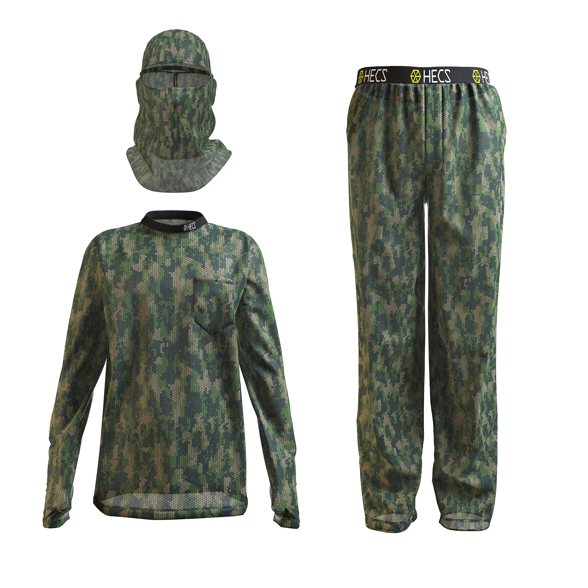 HECS Hunting HECStyle Lightweight System - 3-Piece Camo Suit - Deer & Big Game Hunting Suits for Men and Women - Green - 2X-Large