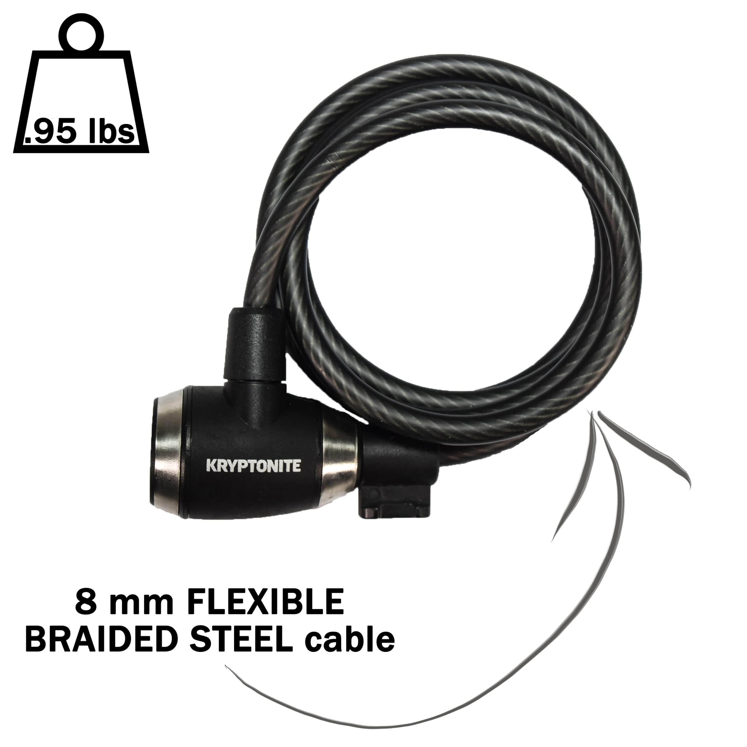 Kryptonite KryptoFlex 815 8mm Key Cable Bicycle Lock, Black