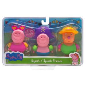 Peppa Pig Squish ‘n Splash Bath Squirter Friends, Including Peppa Pig, George Pig, and Candy Cat – Add Water, and Squeeze! Bath Time Fun for Babies and Toddlers