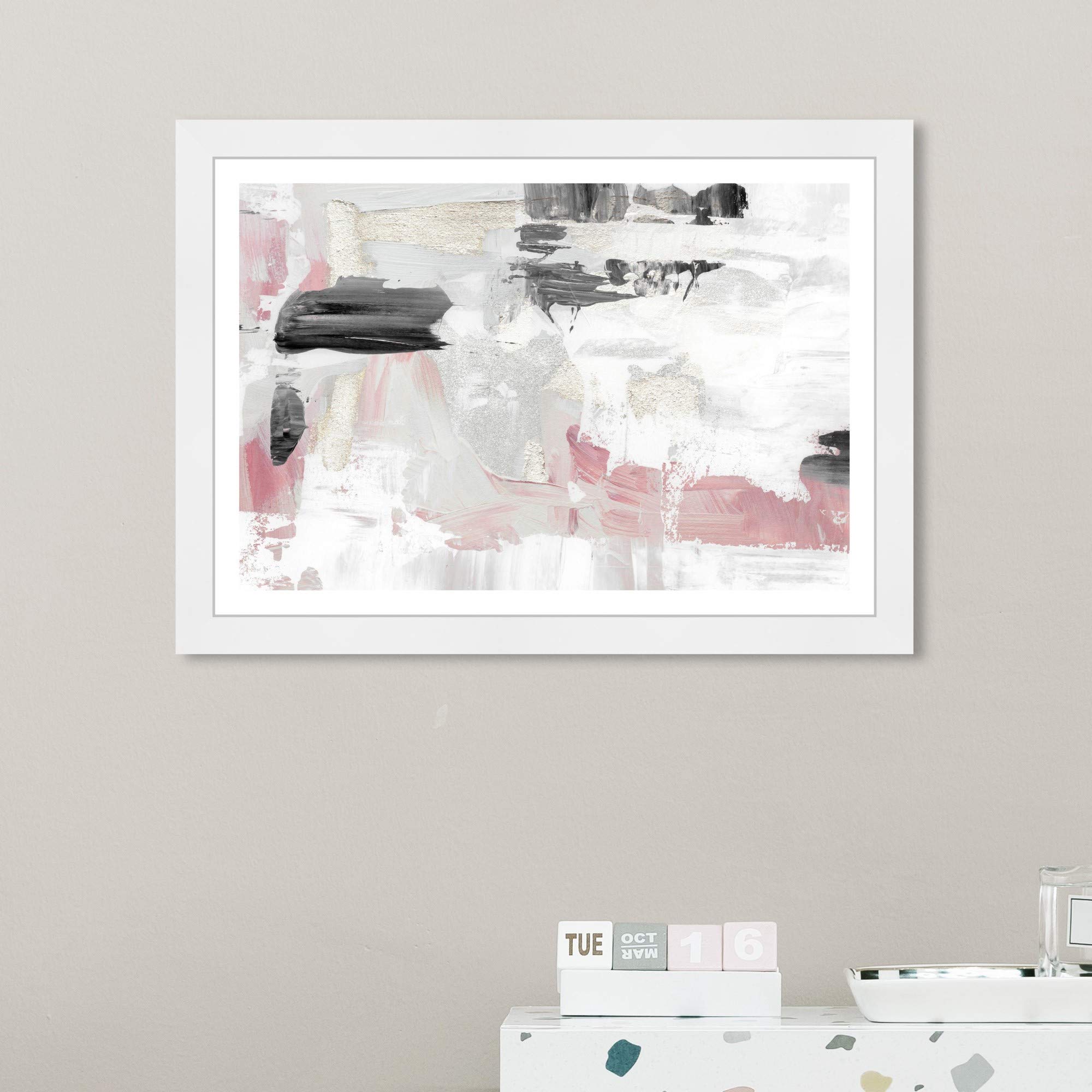 Abstract Framed Wall Art Prints 'Blush Rose Dream' Paint