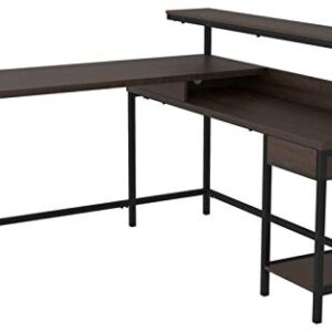 Signature Design by Ashley Camiburg Modern L-Shaped Home Office Desk, Warm Brown