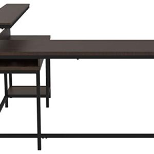 Signature Design by Ashley Camiburg Modern L-Shaped Home Office Desk, Warm Brown