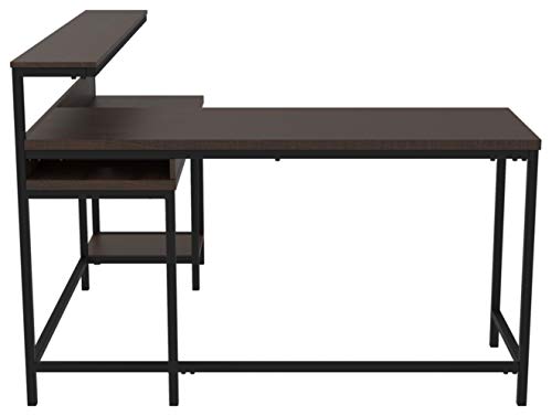 Signature Design by Ashley Camiburg Modern L-Shaped Home Office Desk, Warm Brown