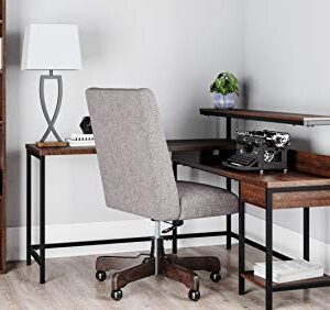 Signature Design by Ashley Camiburg Modern L-Shaped Home Office Desk, Warm Brown