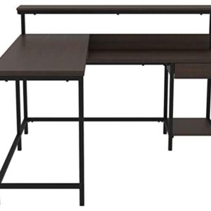 Signature Design by Ashley Camiburg Modern L-Shaped Home Office Desk, Warm Brown