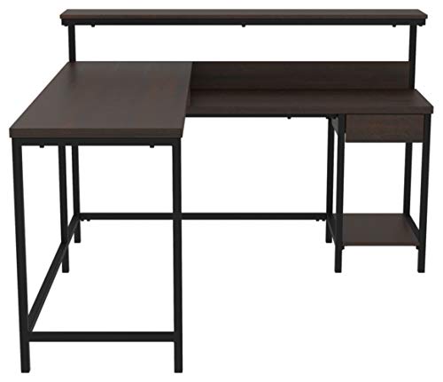 Signature Design by Ashley Camiburg Modern L-Shaped Home Office Desk, Warm Brown