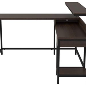 Signature Design by Ashley Camiburg Modern L-Shaped Home Office Desk, Warm Brown