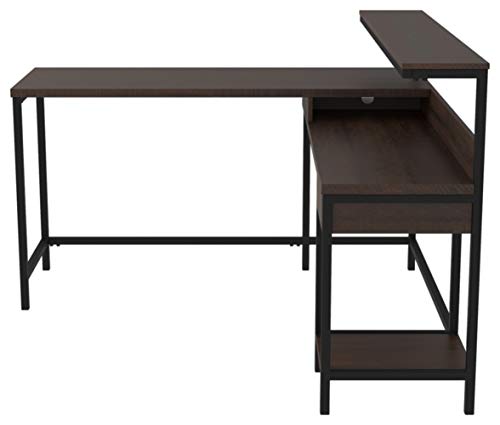 Signature Design by Ashley Camiburg Modern L-Shaped Home Office Desk, Warm Brown