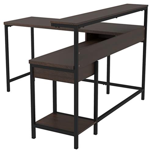 Signature Design by Ashley Camiburg Modern L-Shaped Home Office Desk, Warm Brown