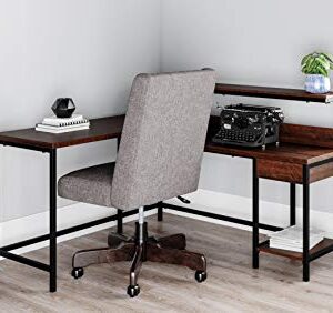 Signature Design by Ashley Camiburg Modern L-Shaped Home Office Desk, Warm Brown