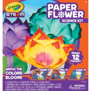 crayola paper flower science kit, color changing flowers, gift for kids ages 7, 8, 9, 10