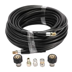 dasmarine sewer jetter kit for pressure washer,1/4" npt, 100ft sewer jet hose,5800psi,rotating sewer jetter nozzle, button nose sewer jetter nozzle,coupler,1/4" quick disconnect plug (100ft)