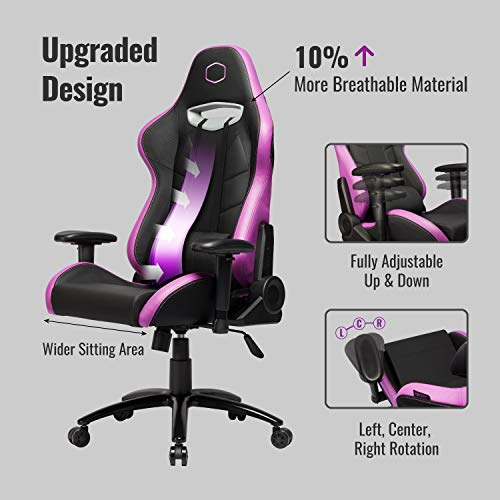 Cooler Master Caliber R2 Gaming Chair High Back Office Computer Game Chair, PU Leather Reclining Ergonomic Backrest, Headrest, Seat Height and Armrest Adjustment with Lumbar Support - Purple