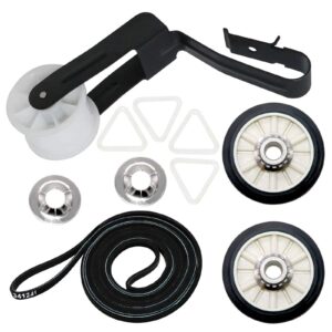 upgraded 4392065 dryer maintenance repair kit by beaquicy - replacement for whirlpool ken-more crosley admiral amana dryer - package includes 349241t drum roller 341241 belt and 691366 idler pulley