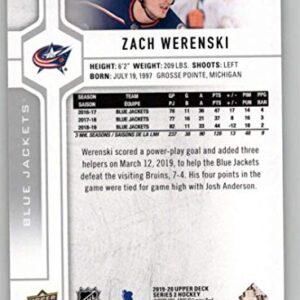 2019-20 Upper Deck Hockey #319 Zach Werenski Columbus Blue Jackets Official Series Two Trading Card From UD