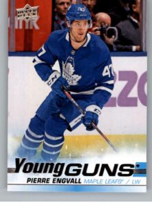 2019-20 upper deck hockey #476 pierre engvall rc rookie card toronto maple leafs young guns official series two trading card from ud