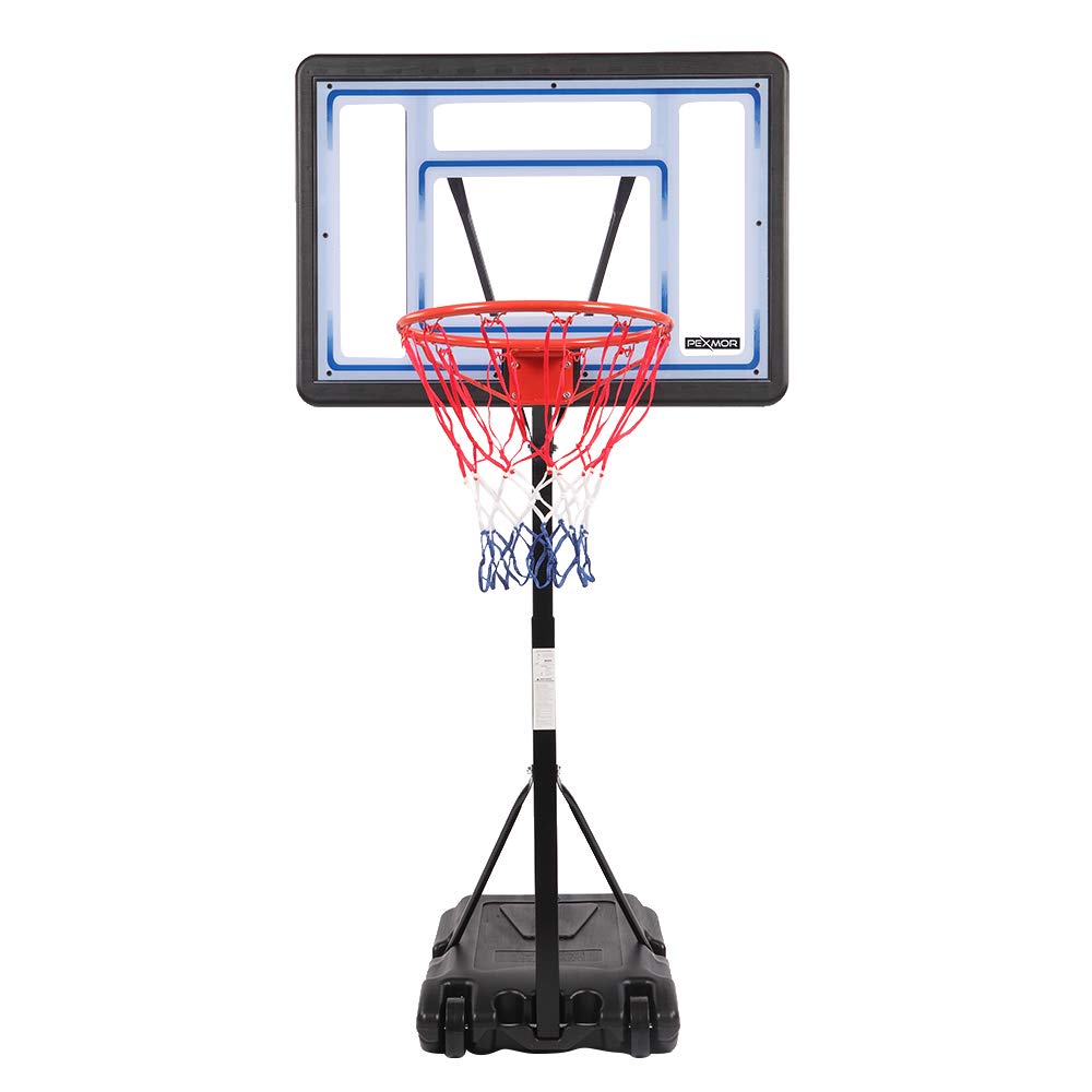 PEXMOR Pool Basketball Hoop Poolside, Portable 45-53" Height Adjustable Basketball Goal System for Swimming Pool w/Wheels, Upgraded Water Basketball Backboard Stand for Pool Indoor Outdoor