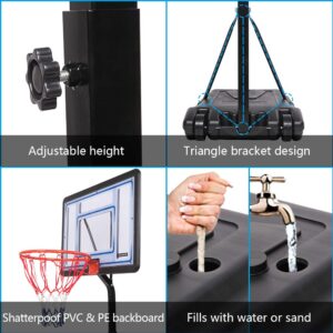 PEXMOR Pool Basketball Hoop Poolside, Portable 45-53" Height Adjustable Basketball Goal System for Swimming Pool w/Wheels, Upgraded Water Basketball Backboard Stand for Pool Indoor Outdoor