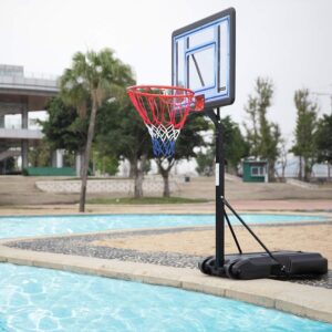 PEXMOR Pool Basketball Hoop Poolside, Portable 45-53" Height Adjustable Basketball Goal System for Swimming Pool w/Wheels, Upgraded Water Basketball Backboard Stand for Pool Indoor Outdoor