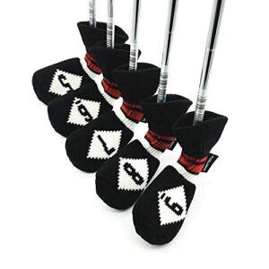 hugeloong golf iron headcovers set 11pcs(3~9,p,a,s,l) -number on both side-golf club head covers fit most irons-black/white/red