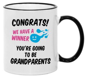 casitika pregnancy announcement for grandparents. 11 oz first time grandma coffee mug. gifts for baby announcement to grandparent. congrats you're going to be grandparents.