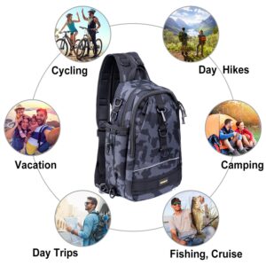 PLUSINNO Fishing Backpack Tackle Bag, Water-Resistant Fishing Backpack with Rod Holder, Large Fishing Bag for Fishing Gear, Ideal Fishing Gifts for Men I