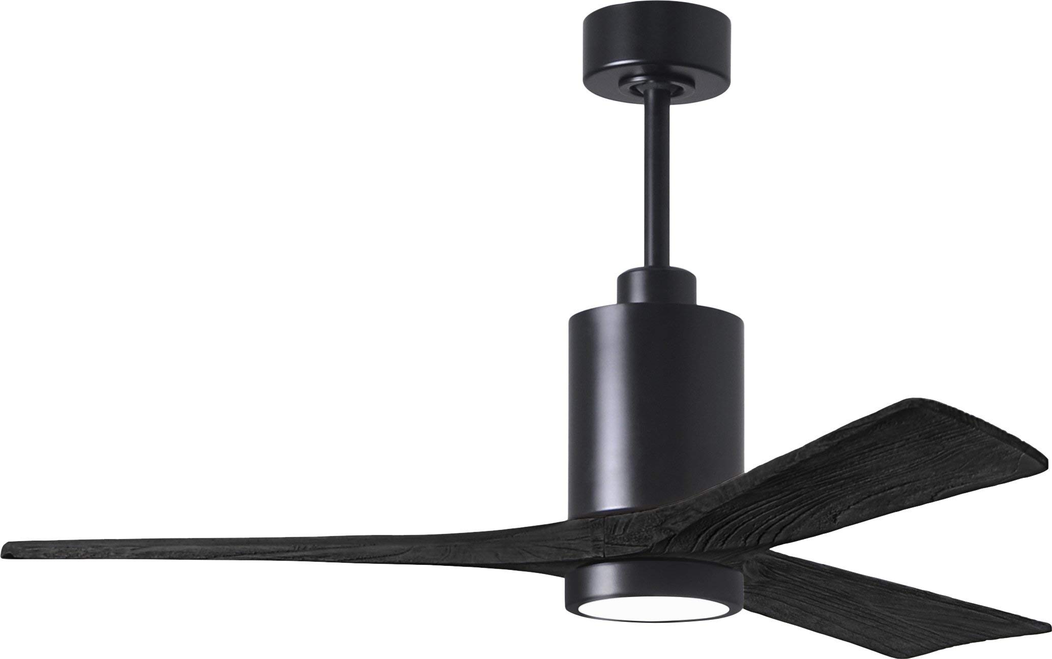 Matthews PA3-BK-BK-52 Patricia Indoor/Outdoor Damp Rated 52" Ceiling Fan with LED Light and Remote & Wall Control, 3 Wood Blades, Matte Black