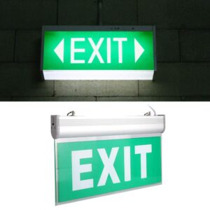 emergency exit sign, acrylic double-sided green compact combo exit sign emergency light 3w 12 leds emergency exit lighting sign safety evacuation indicator lamp for malls, hotels, hospitals, etc