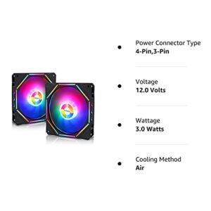 Conisy RGB LED Series 120mm Case Fan for Computer Case, Unique Ultra Quiet Long Life Gaming PC Cooling Fan - Colorful (2Pack)