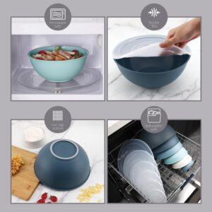 COOK WITH COLOR Plastic Mixing Bowls with Lids - 12 Piece Nesting Bowls Set includes 6 Prep Bowls and 6 Lids, Microwave Safe (Blue Ombre)