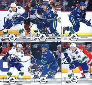 2019-20 upper deck series 1 & 2 veteran vancouver canucks team set of 13 cards: elias pettersson(#168), bo horvat(#169), loui eriksson(#170), jake virtanen(#171), antoine roussel(#172), troy stecher(#173), tyler myers(#417), brock boeser(#418), jacob mark