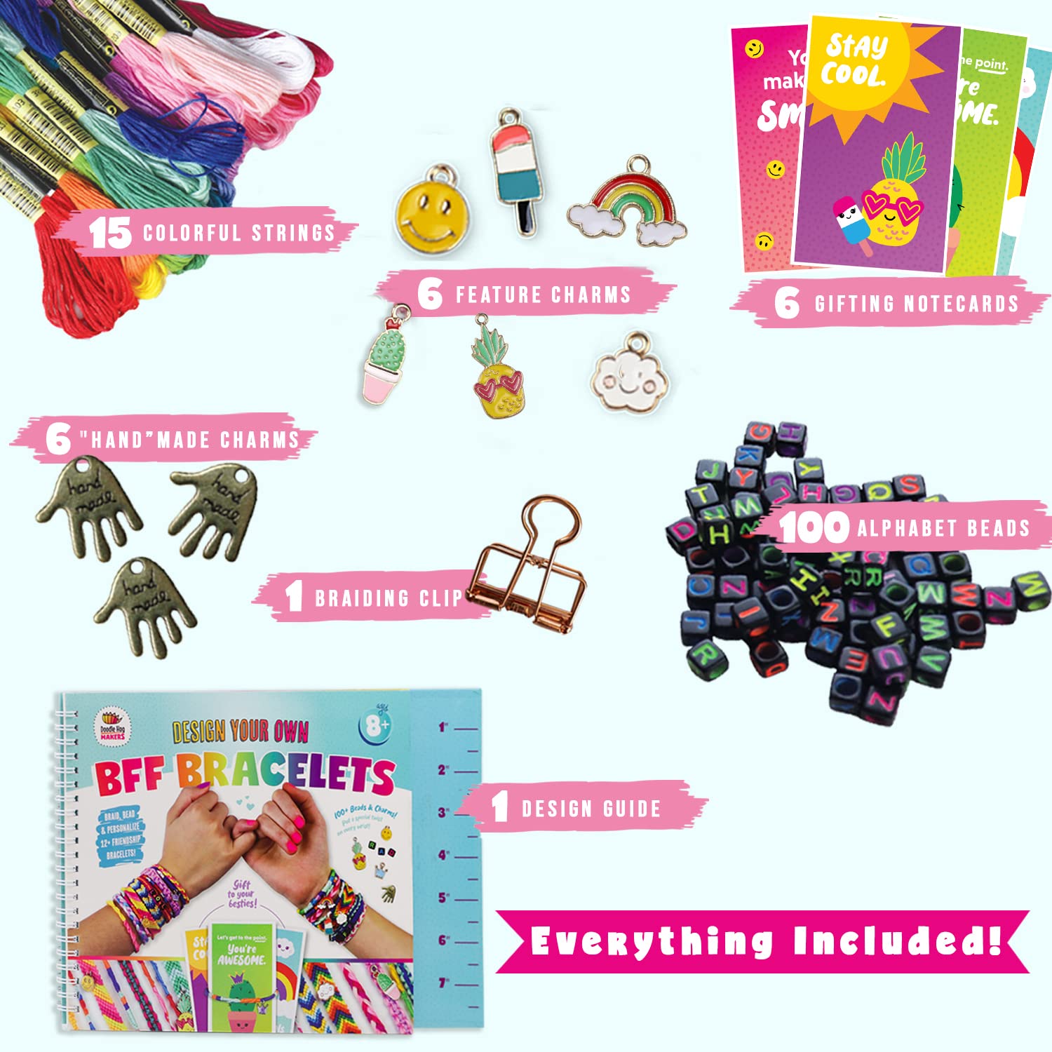 Friendship Bracelet Making Kit for Girls and Boys with Alphabet Beads, Floss, String & Charms | Arts and Crafts Gifts for Kids Ages 8-12 | Beads for Jewelry Making Kit | Friendship Bracelet Kit