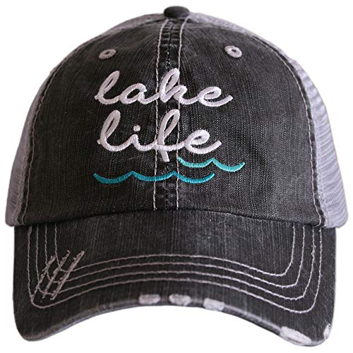 KATYDID Lake Life Baseball Cap - Trucker Hat for Women - Stylish Cute Sun Hat (Gray Blue Waves)