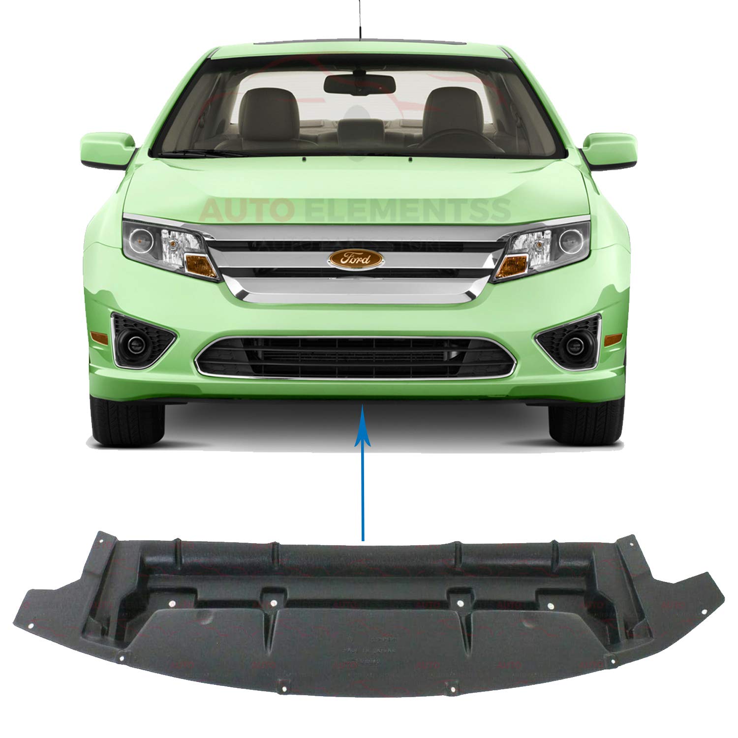 New Front Bumper Lower Valance Air Deflector Textured For 2010-2012 Ford Fusion Sedan Plastic Direct Replacement AE5Z8327B