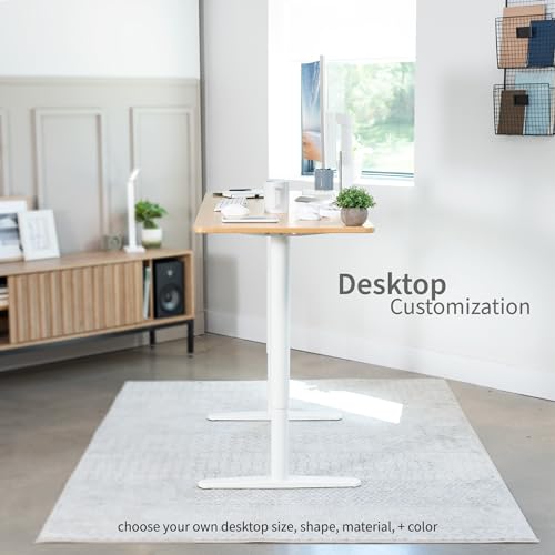 VIVO Compact Electric Stand Up Desk Frame for 41 to 74 inch Table Tops, Single Motor Ergonomic Standing Height Adjustable Base with Memory Controller, White, DESK-E151EW