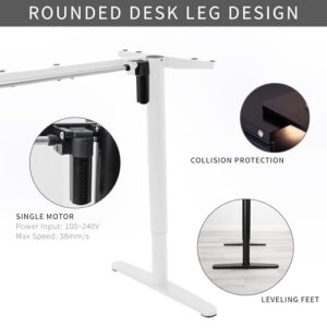 VIVO Compact Electric Stand Up Desk Frame for 41 to 74 inch Table Tops, Single Motor Ergonomic Standing Height Adjustable Base with Memory Controller, White, DESK-E151EW