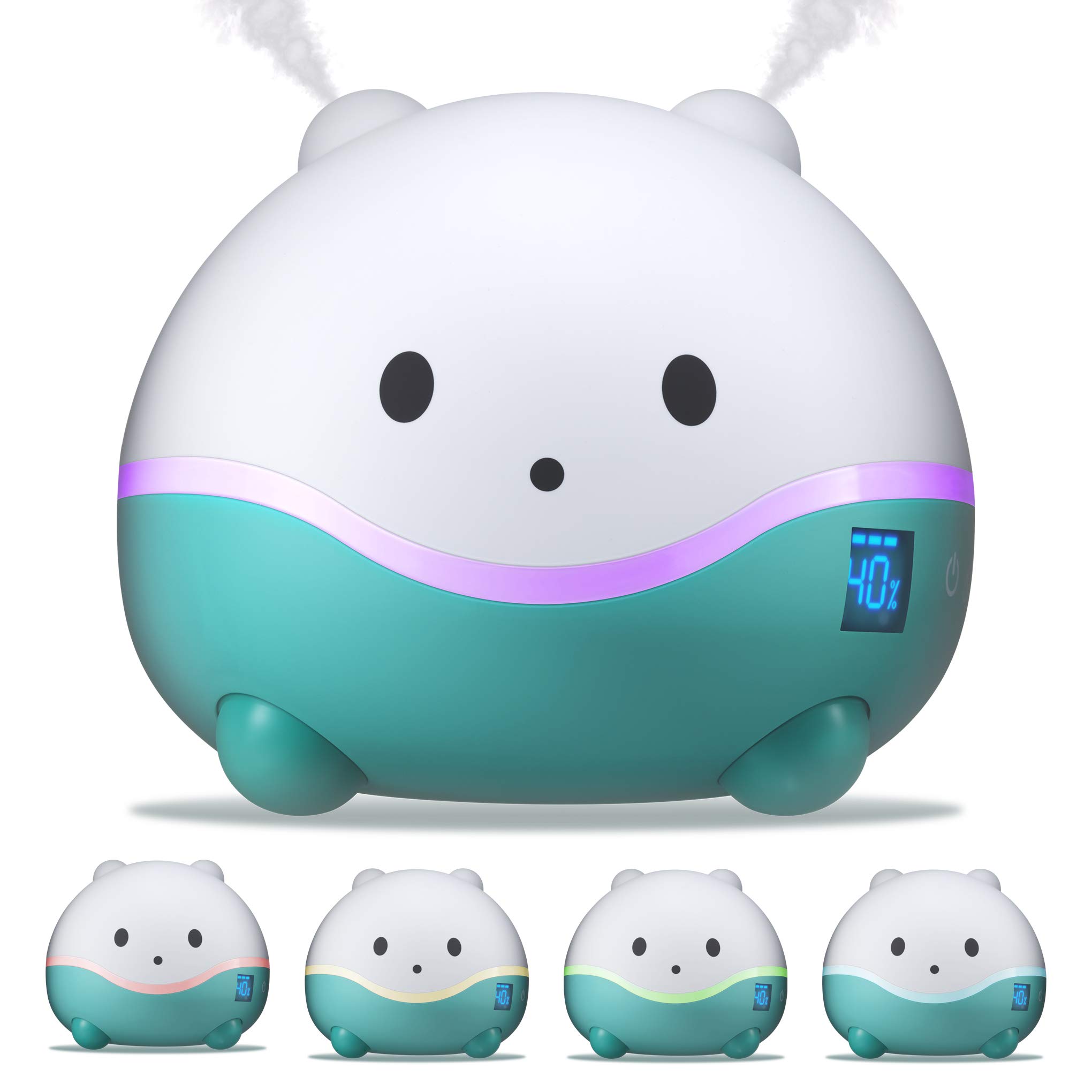 LittleHippo WISPI 3-in-1 Humidifier, Diffuser & Night Light for Baby/Kids - 3 Mist Strength, 7 LED Color Changing Lights, Essential Oil Tray for Aromatherapy - Cute Humidifiers for Bedroom/Nursery