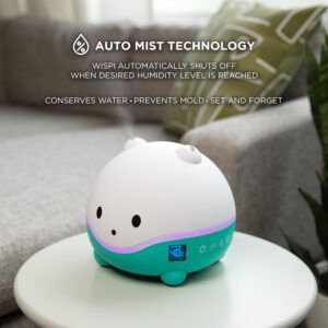 LittleHippo WISPI 3-in-1 Humidifier, Diffuser & Night Light for Baby/Kids - 3 Mist Strength, 7 LED Color Changing Lights, Essential Oil Tray for Aromatherapy - Cute Humidifiers for Bedroom/Nursery