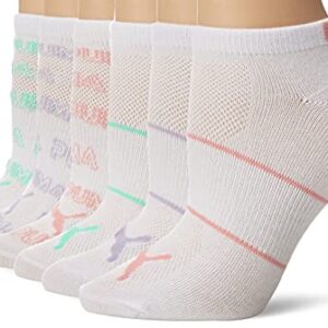 PUMA Women's 6 Pack Low Cut Socks, White/Light Purple, 9-11